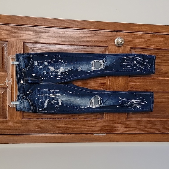 Jeans | Skinny Distressed Paint Splatter Jeans | Poshmark